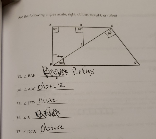 Angles Acute Obtuse Right