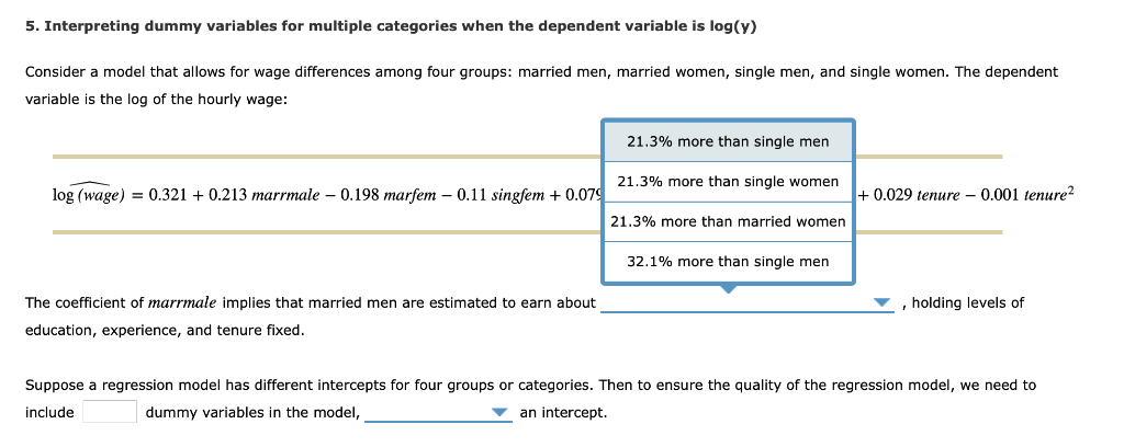 Solved 5 Interpreting Dummy Variables For Multiple