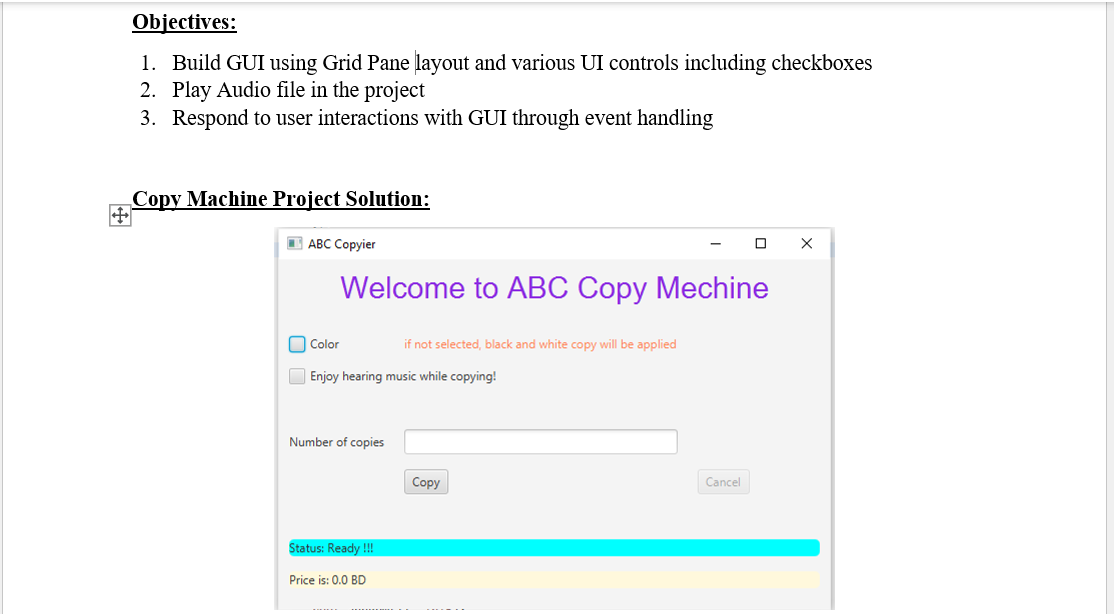 Solved Objectives: 1. Build GUI using Grid Pane layout and | Chegg.com