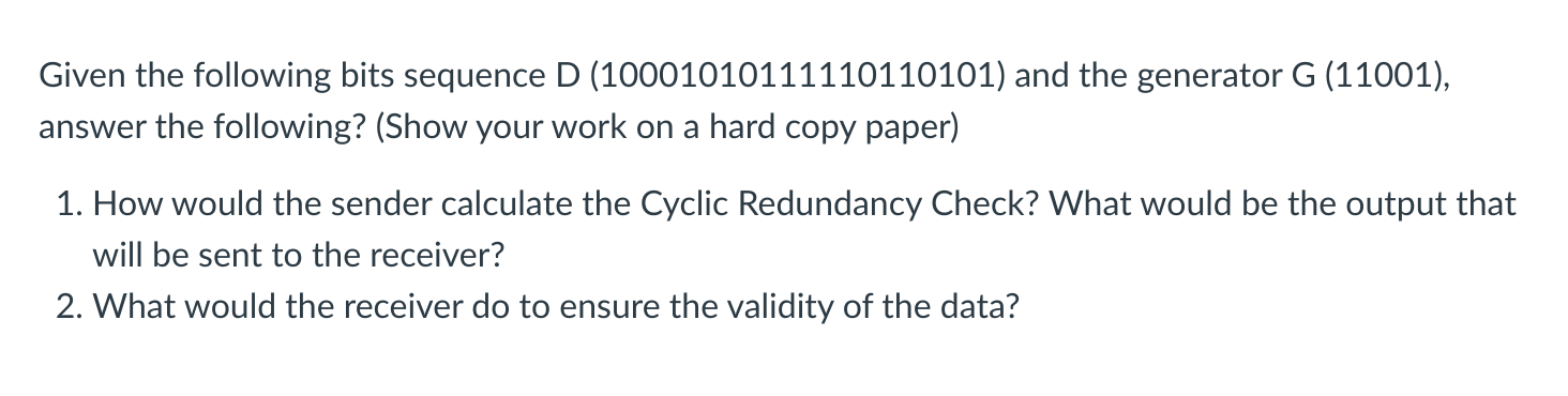 Solved Given the following bits sequence D | Chegg.com