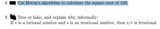Solved 8. Use Heron's algorithm to calculate the square root | Chegg.com