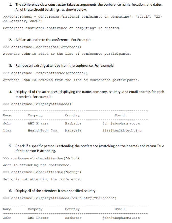 Solved Problem 4 Python Class For Conference Attendees 5 