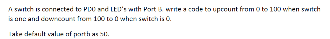 A switch is connected to PDO and LED's with Port B. | Chegg.com