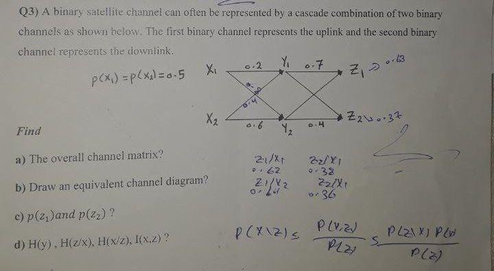 Solved Q3) A binary satellite channel can often be | Chegg.com