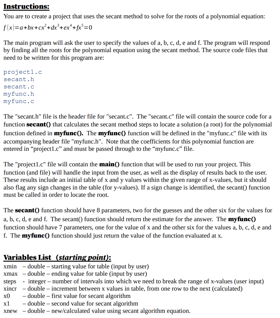 Instructions: You are to create a project that uses | Chegg.com