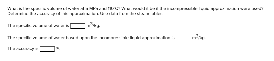 Solved What is the specific volume of water at 5 MPa and | Chegg.com