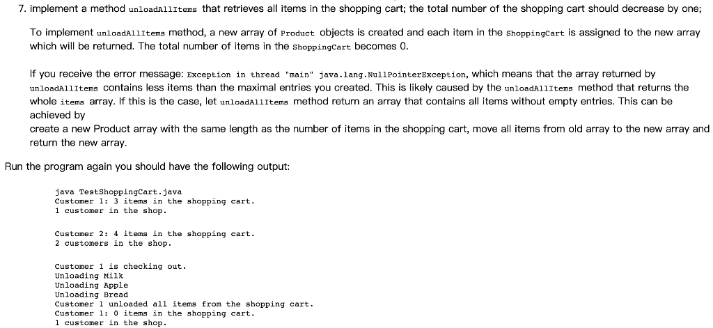 Solved Exercise 1: Implement class design: ShoppingCart You | Chegg.com