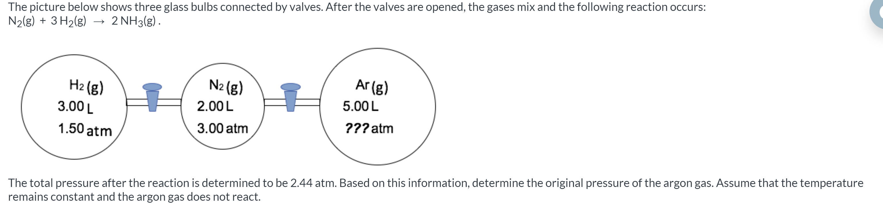 Solved The picture below shows three glass bulbs connected | Chegg.com