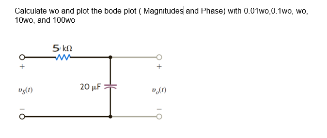 Solved Calculate wo and plot the bode plot (Magnitudes and | Chegg.com