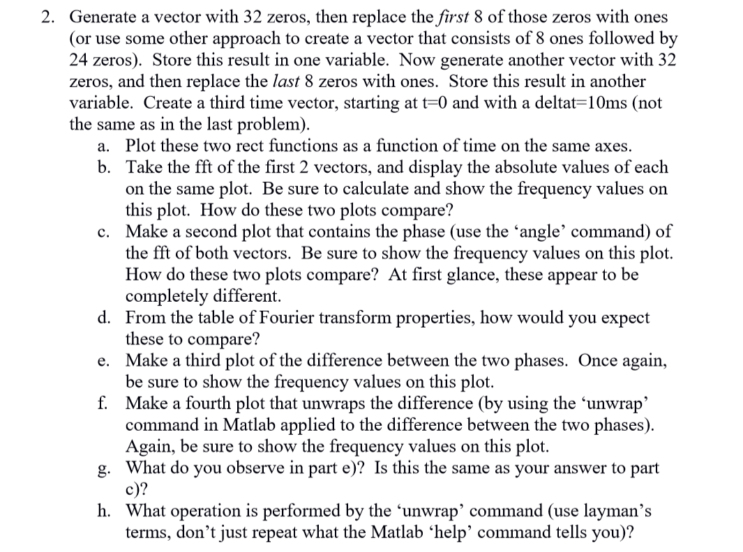 Solved 2 Generate A Vector With 32 Zeros Then Replace The 4737