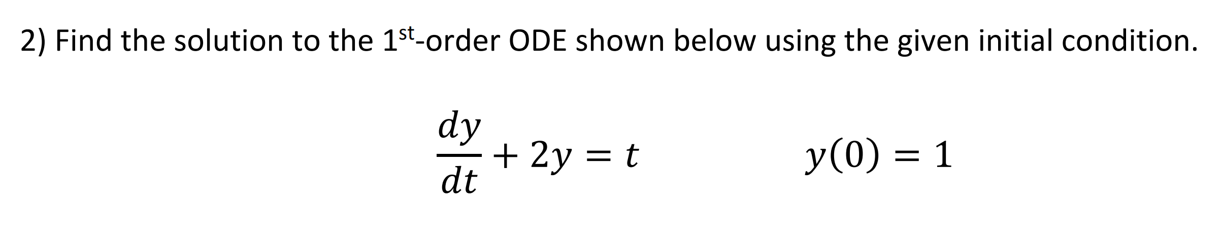Solved Find the solution to the 1st -order ODE shown below | Chegg.com