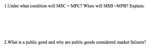 Solved 1.Under what condition will MSC-MPC? When will | Chegg.com