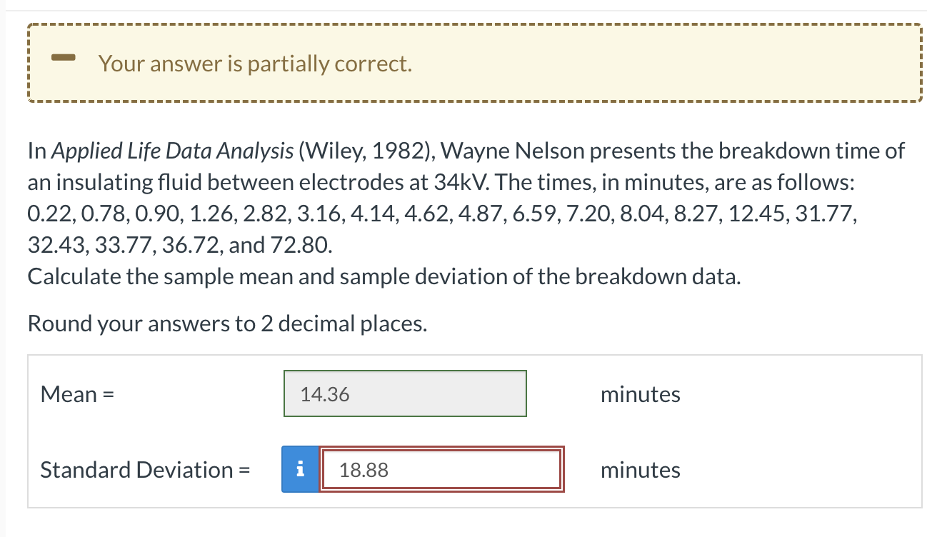 Solved Your answer is partially correct. In Applied Life | Chegg.com