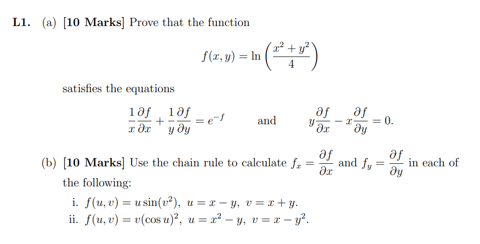 Solved L1. (a) [10 Marks] Prove that the function | Chegg.com