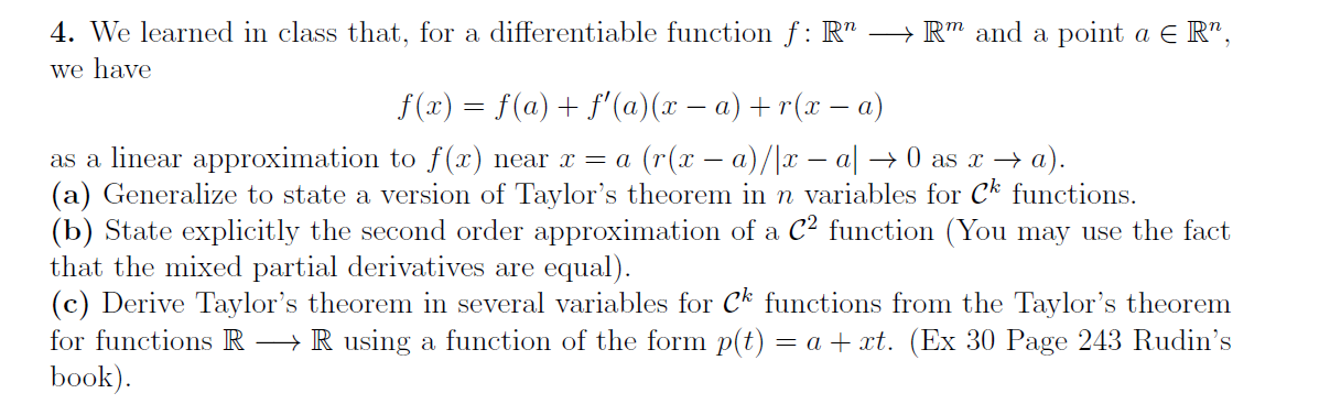 Solved 4. We learned in class that, for a differentiable | Chegg.com