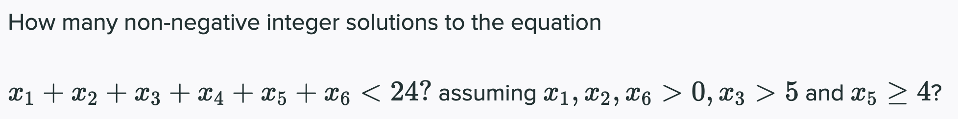Solved How many non-negative integer solutions to the | Chegg.com
