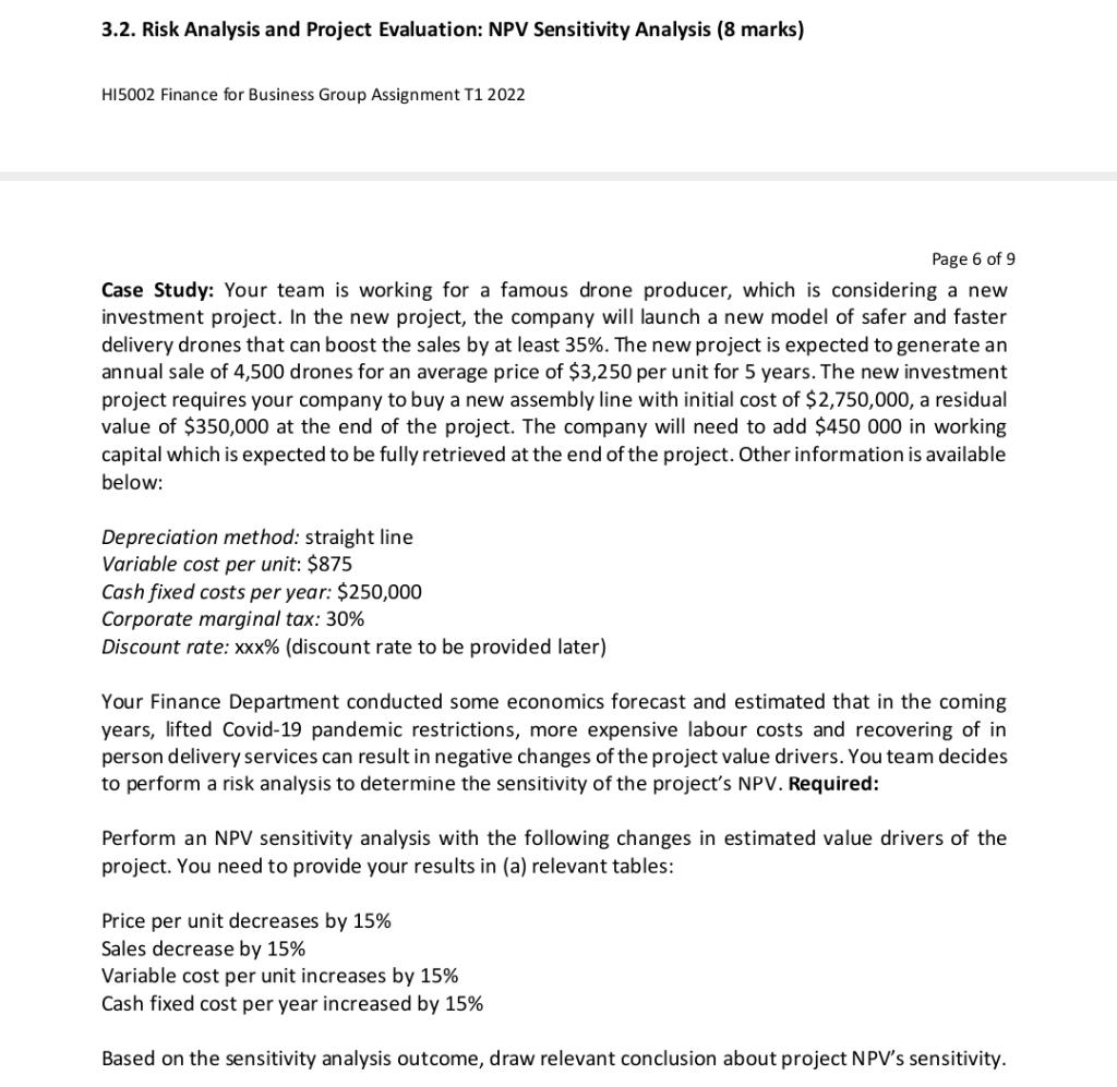 3.2. Risk Analysis and Project Evaluation: NPV | Chegg.com