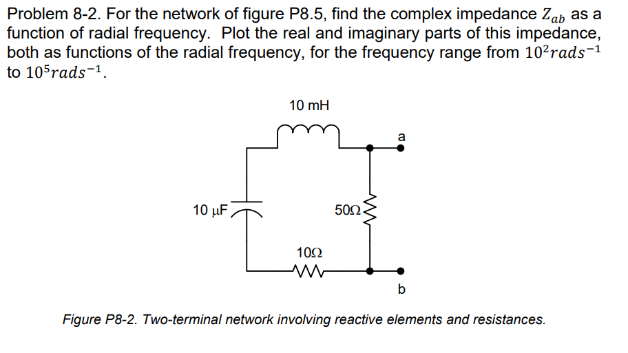 Solved Problem 8-2. For the network of figure P8.5, find the | Chegg.com