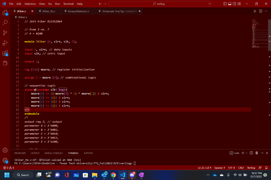 Solved Design A Verilog Module To Detect A Sequence Input Of 8052