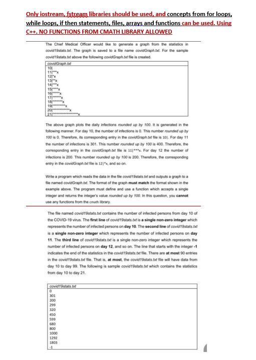 Solved Only iostream, fstream libraries should be used, and | Chegg.com