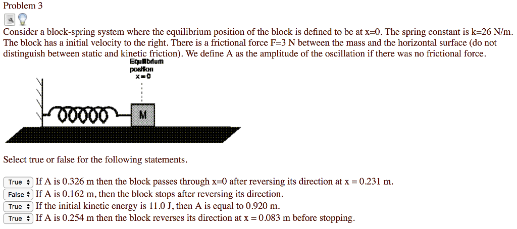 Solved Problem 3 Consider a block-spring system where the | Chegg.com
