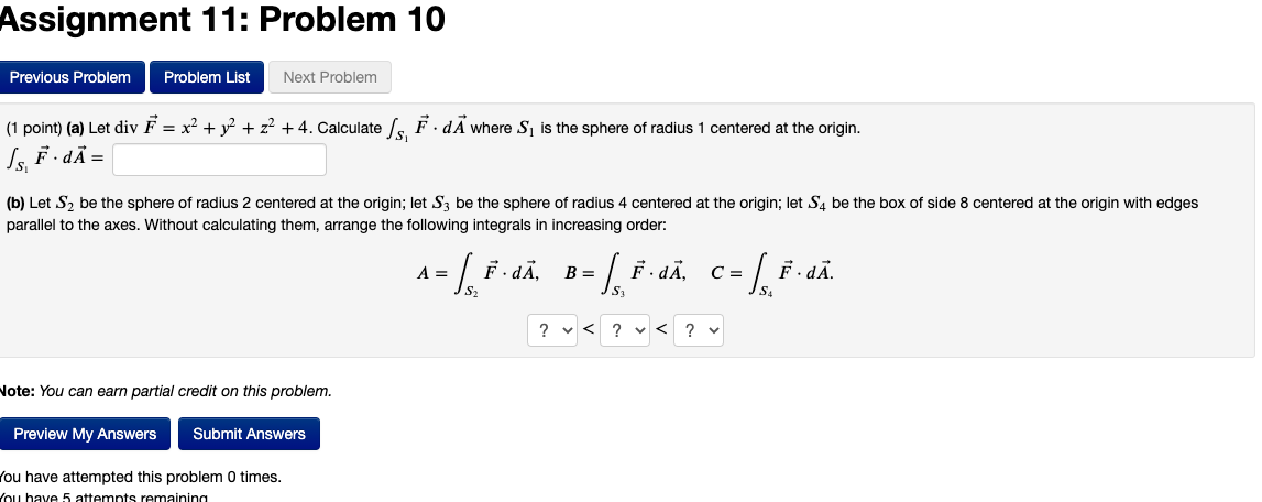 Solved Assignment 11 Problem 10 Previous Problem Problem 