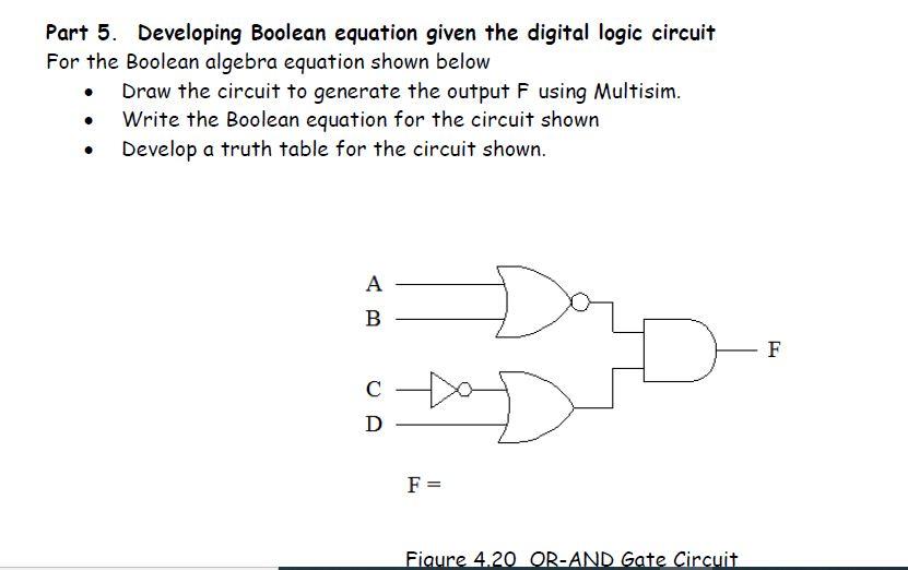 Solved Part 5. Developing Boolean equation given the digital | Chegg.com Solved Part 5. Developing Boolean equation given the digital | Chegg.com