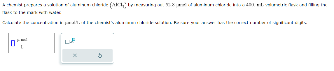 Solved A chemist prepares a solution of aluminum chloride | Chegg.com