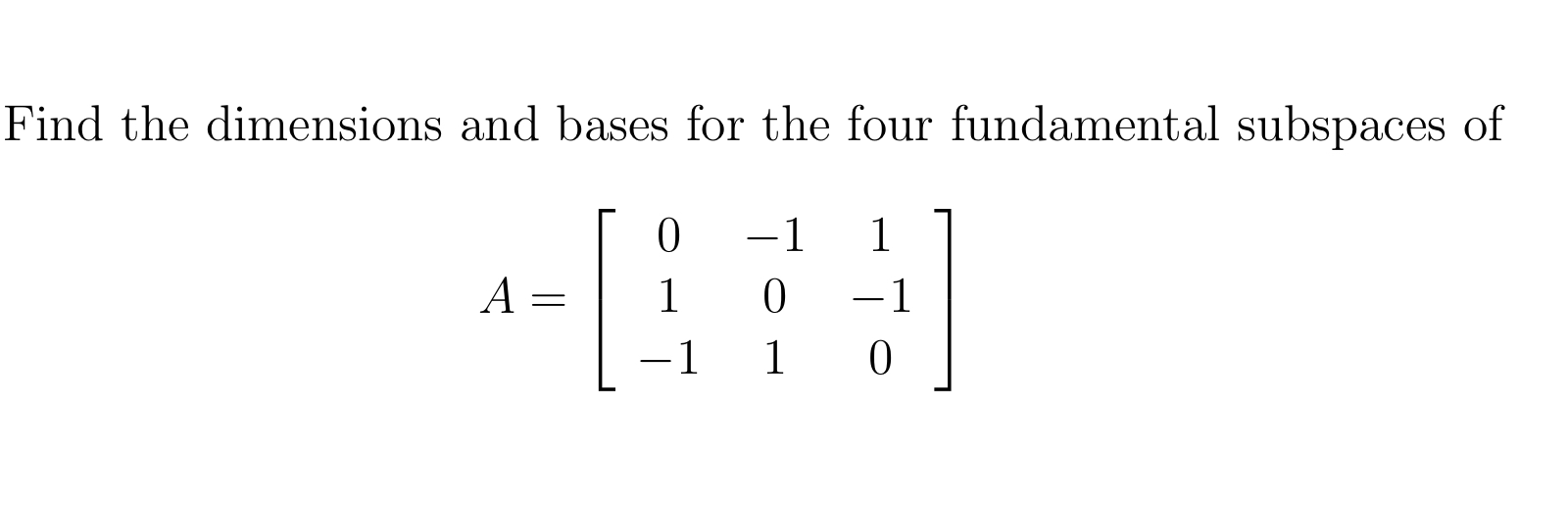 Solved Find the dimensions and bases for the four | Chegg.com