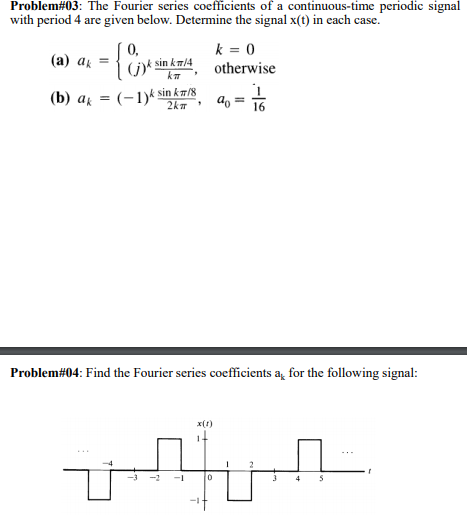 Solved Problem#03: The Fourier series coefficients of a | Chegg.com