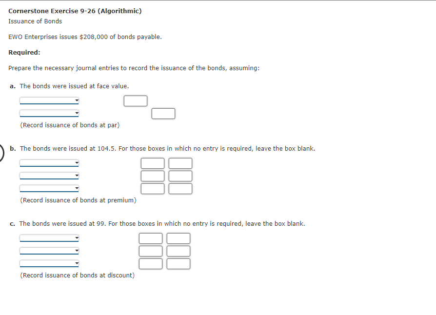 Solved Cornerstone Exercise 9-26 (Algorithmic) Issuance of | Chegg.com