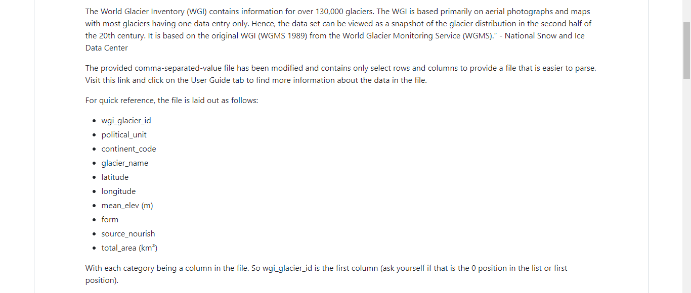 Solved The World Glacier Inventory (WGI) contains | Chegg.com