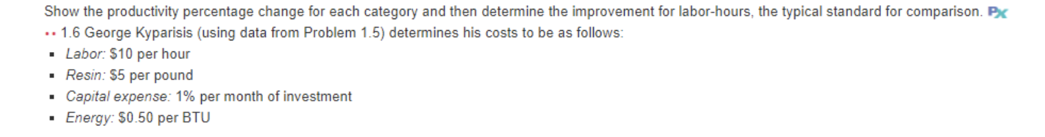 Solved Show the productivity percentage change for each | Chegg.com