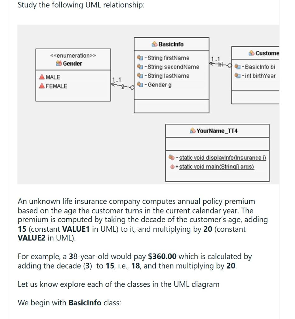 Study the following UML relationship: An unknown life | Chegg.com