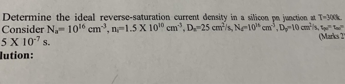 Solved Determine the ideal reverse-saturation current | Chegg.com