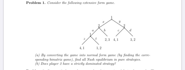 Solved Problem 1. Consider the following extensive form | Chegg.com