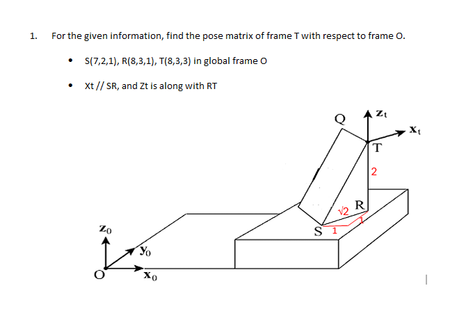 Solved 1. For the given information, find the pose matrix of | Chegg.com