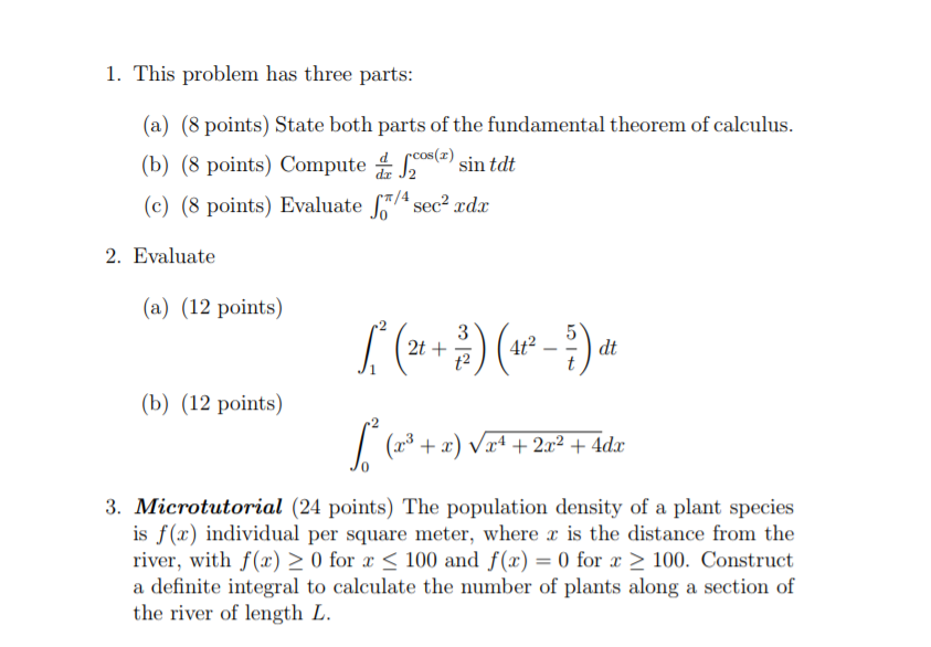 Solved 1. This problem has three parts (a) (8 points) State | Chegg.com