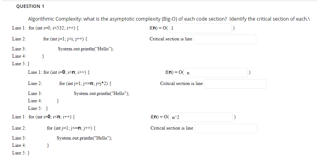 Solved Question 1 Algorithmic Complexity What Is The 5886