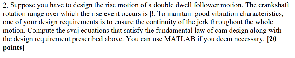 2. Suppose you have to design the rise motion of a | Chegg.com