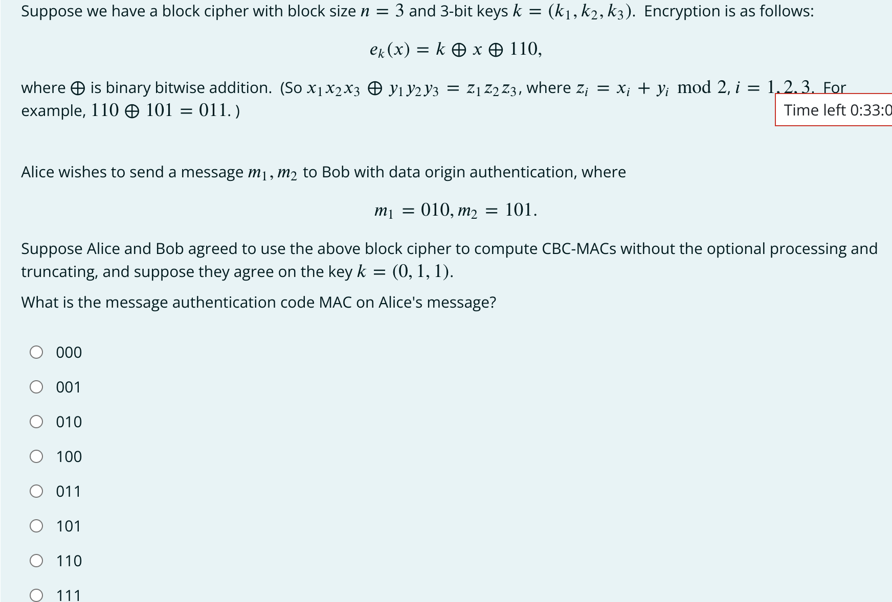 Solved Suppose we have a block cipher with block size n=3 | Chegg.com