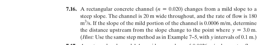 Solved 7.16. ﻿A rectangular concrete channel (n=0.020) | Chegg.com