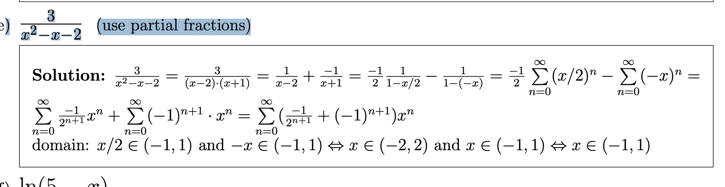x2−x−23 (use partial fractions) Solution: | Chegg.com