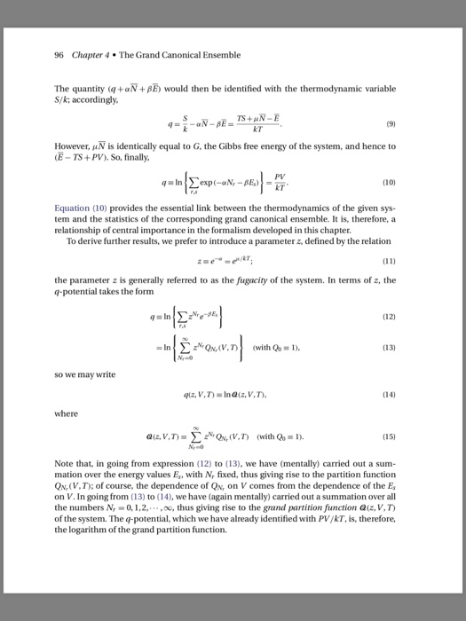 Solved 96 Chapter 4 The Grand Canonical Ensemble The | Chegg.com