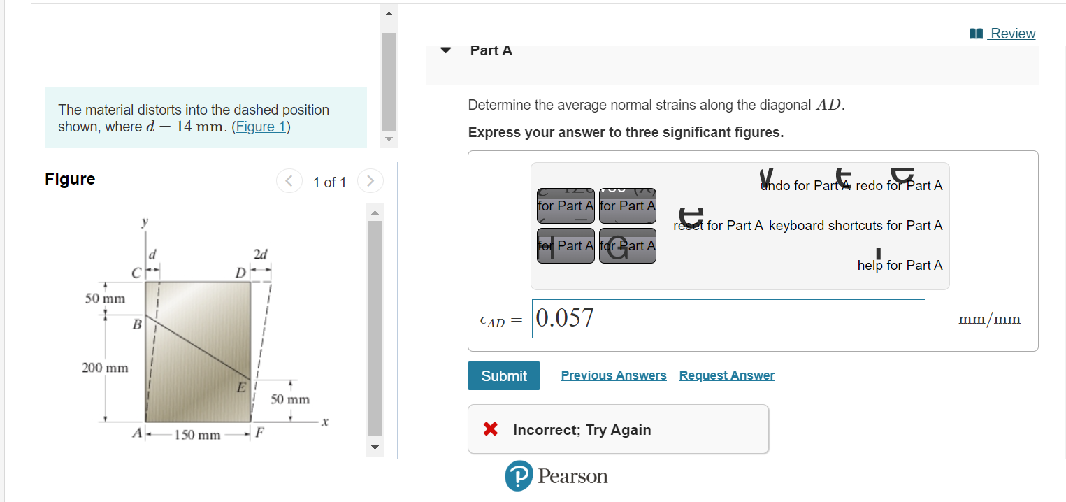 Solved The material distorts into the dashed position | Chegg.com