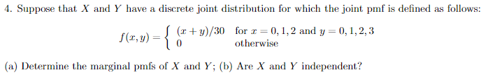 Solved 4. Suppose that X and Y have a discrete joint | Chegg.com