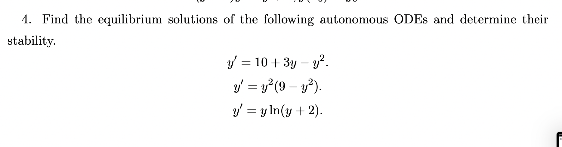 Solved Find the equilibrium solutions of the following | Chegg.com