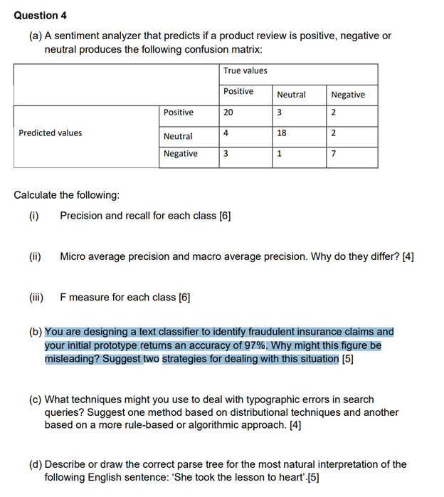 Solved You are designing a text classifier to identify | Chegg.com