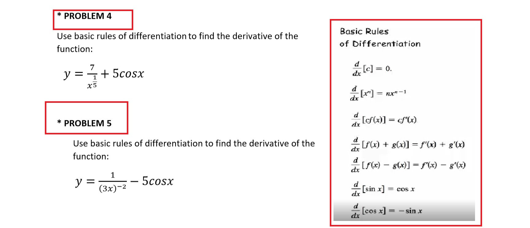 Solved PROBLEM 4 Use Basic Rules Of Differentiation To Chegg