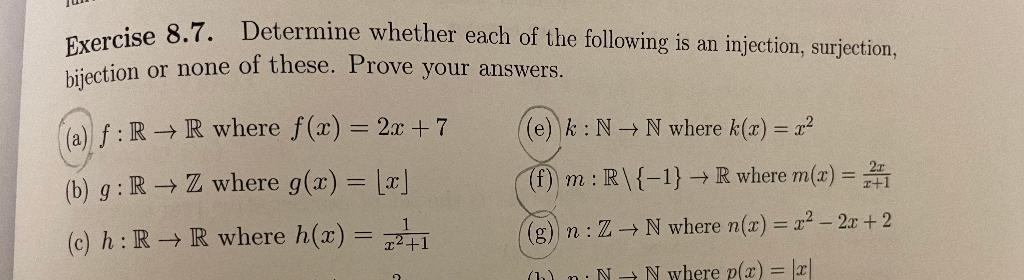 Solved Exercise 8 7 Determine Whether Each Of The Following